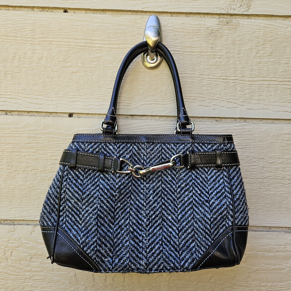 Coach Hamptons Herringbone Tweed Carryall Blue And Bl… - Gem